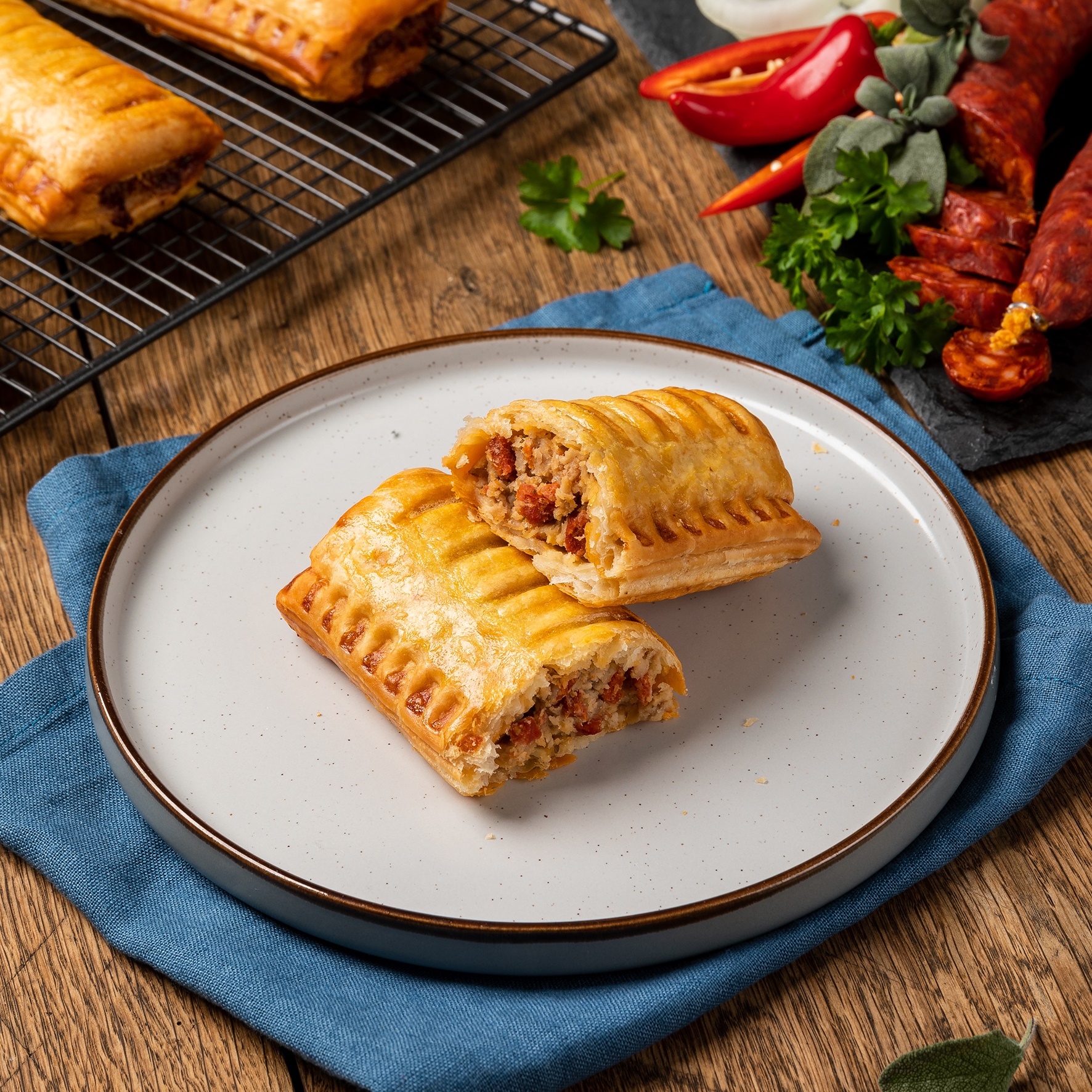 Proper Cornish Chorizo Sausage Roll (PC84047) - LBP Bakeries
